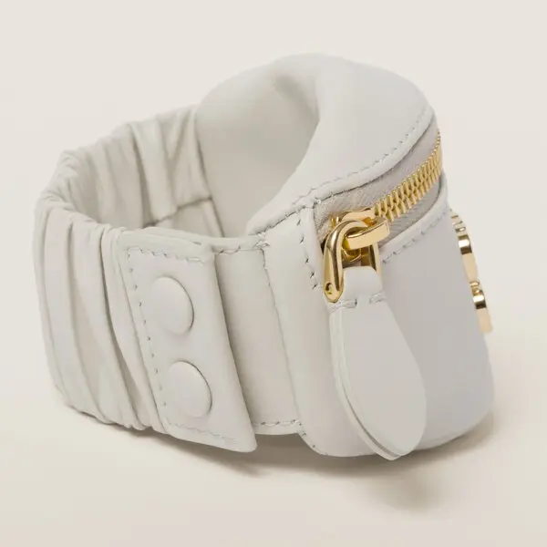 Miu Miu Bracelet With Leather Mini-Pouch - Chalk White | Editorialist